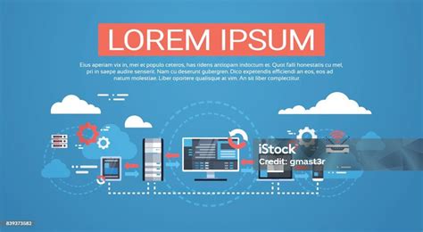 Data Center Cloud Computer Connection Hosting Server Database Synchronize Technology Stock