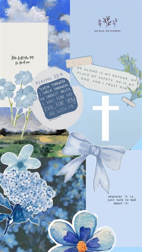 Blue Bible Verse Collage Light Blue Aesthetic Christian Wallpaper