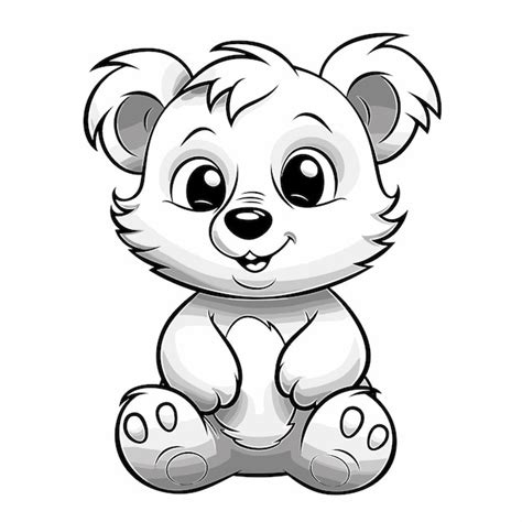 아이들을 위한 귀여운 새 색칠 페이지 손으로 그린 곰 개요 그림 프리미엄 벡터 프리미엄 벡터