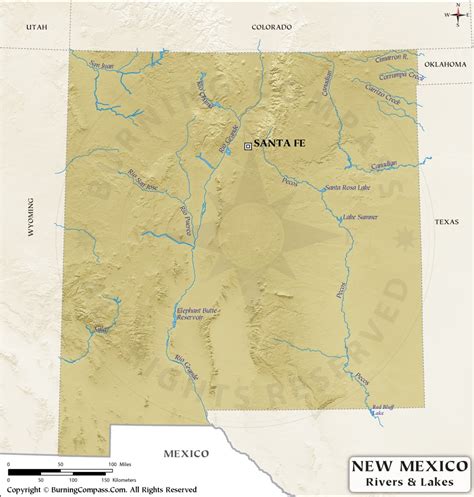 New Mexico River Map New Mexico Rivers And Lakes