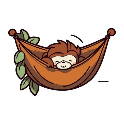 Premium Vector Cute Cartoon Monkey Sleeping In A Hammock Vector