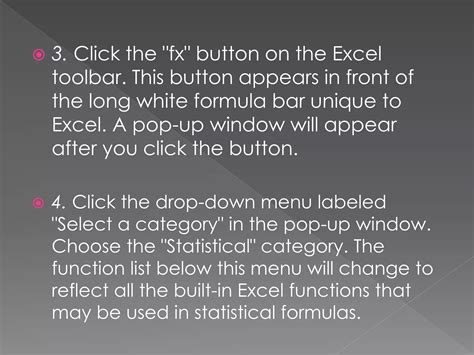 Formulas In Ms Excel For Statisticsreport2 In Ict Math Ed Pptx