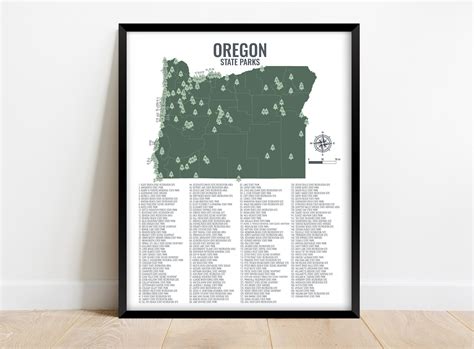 Oregon State Parks Map Etsy