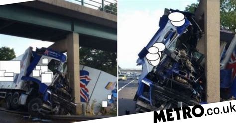 Lorry Driver Survives Devastating Crash Into Motorway Bridge On M6