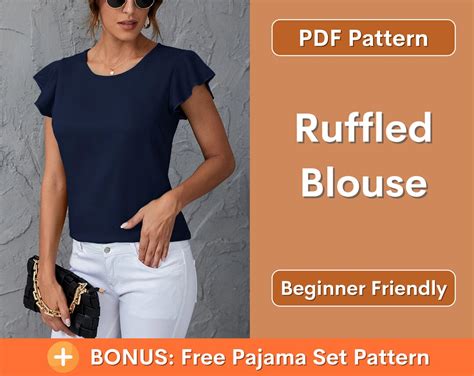 Women Blouse Sewing Pattern Pdf Top Blouse Pattern Ruffled Etsy