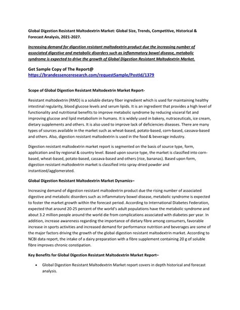 Ppt Digestion Resistant Maltodextrin Market Share Size 2021