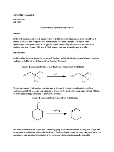 Module 4 Lab Report Pdf Chemical Reactions Organic Chemistry