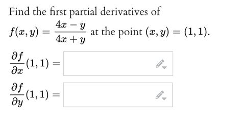 Solved Find The First Partial Derivatives Of F X Y 4x Y4xy Chegg