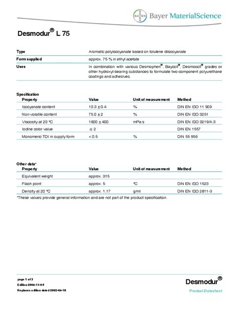 Tds Desmodur L 75 Pdf
