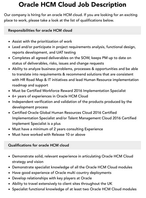 Oracle Hcm Cloud Job Description Velvet Jobs