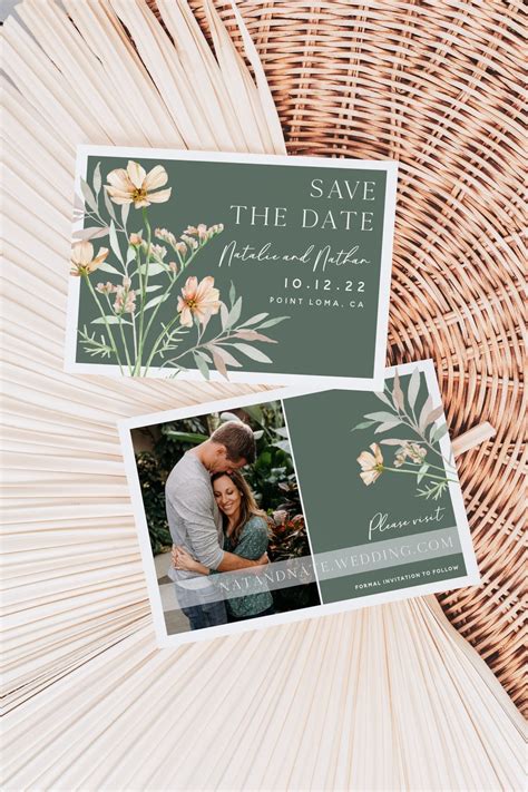 Wildflower Save The Date Boho Save The Date Floral Save The Etsy