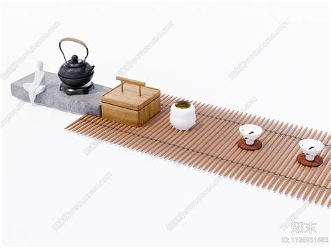 禅意茶具杯子组合su模型下载【id1126951683】知末su模型网