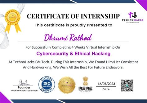 dhrumi rathod on linkedin cybersecurity ethicalhacking technohacks