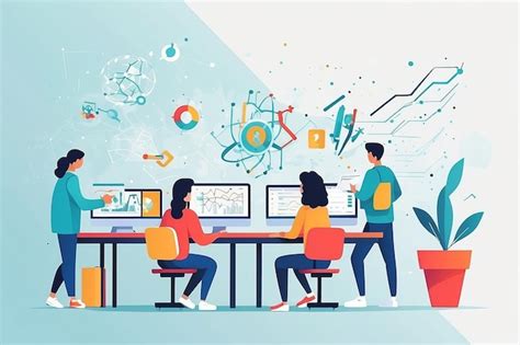 Premium Photo A Flatstyle Illustration Of Students Using Ai Algorithms To Analyze Patterns In
