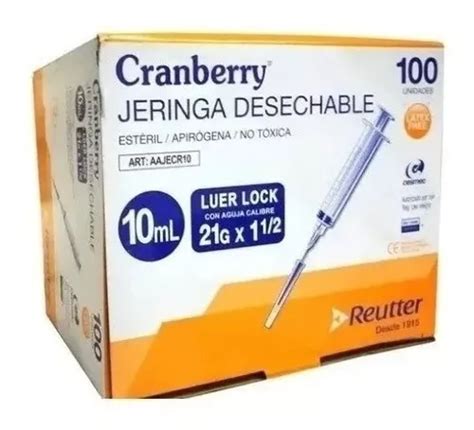 Jeringa Desechable Luer Lock 10cc 21g Caja X100 Cuotas sin interés