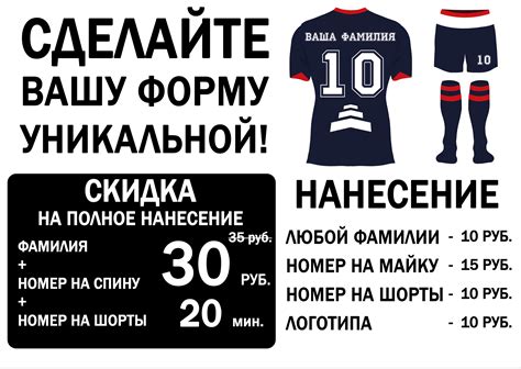 Нанесение фамилии номера логотипа на футбольную форму