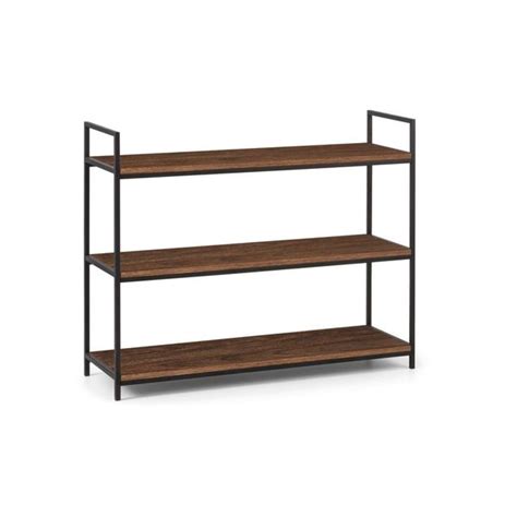 Tribeca Low Bookcase Walnut Effect Shelves On Black Frame Caravan