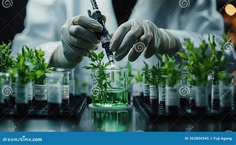 Lab Technician Examines Plant Samples Under Microscope In A Research Facility Stock Illustration