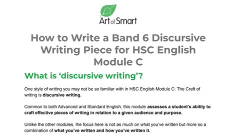 How To Write A Band 6 Discursive Writing Piece For Module C