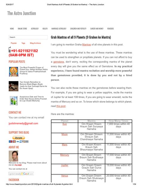 Grah Mantras Of All 9 Planets 9 Grahon Ke Mantra Pdf Planets In