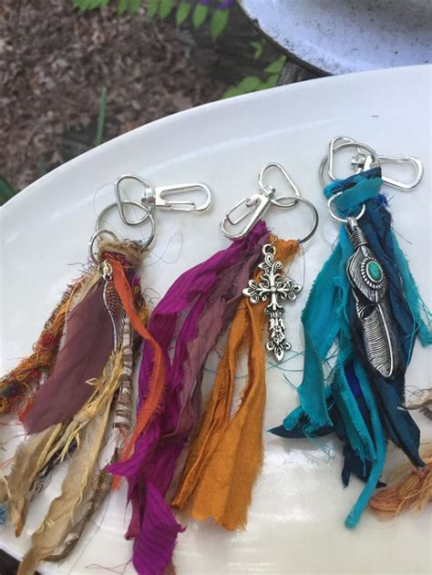 Boho Key Chain Boho Tassel Keychain Sari Silk Tassel Tassel Purse