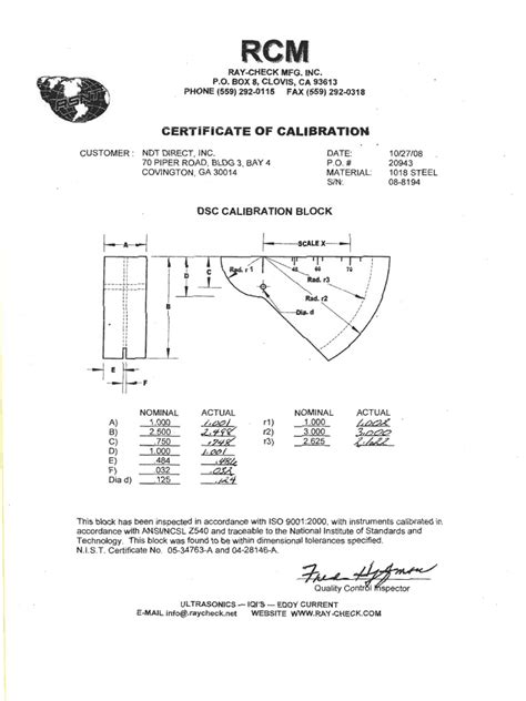 Dsc Calibration Block 08 8194 Rcm Pdf