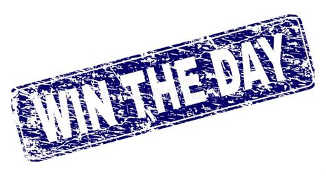 Grunge WIN The DAY Framed Rounded Rectangle Stamp Stock Vector