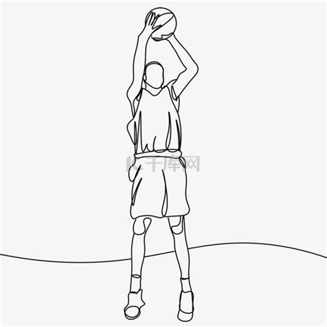 艺术线条画篮球运动员投篮素材图片免费下载 千库网