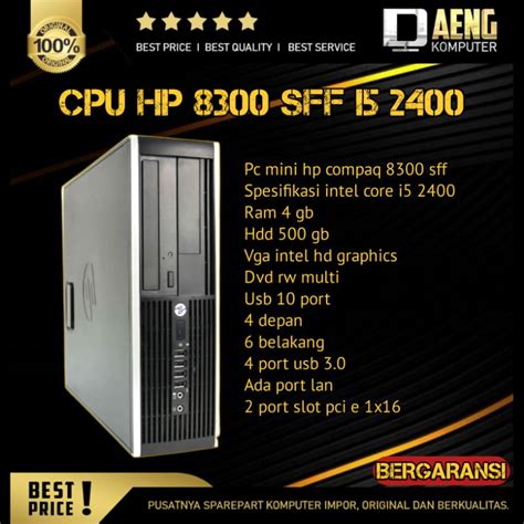 Jual Cpu Pc Komputer Merk Hp Compaq 8300 Elite Small Core I5 2400 310