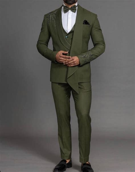 Mens Green 3 Piece Suits Slim Fit Suits Wedding Groom Suit Formal