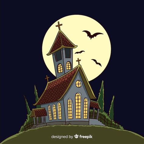 Mão desenhada halloween casa assombrada Vetor Grátis