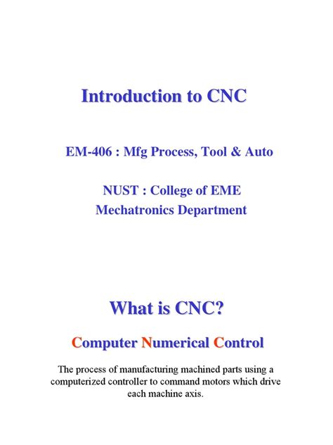 intro to cnc pdf numerical control manufactured goods