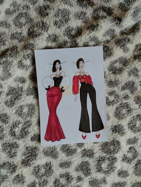 Красно черные костюмы с корсетом и мехом Fashion Sketches Casual
