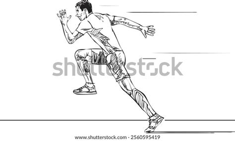 Sports Running Man Side View Sketch Stock Vector Royalty Free 2560595419 Shutterstock