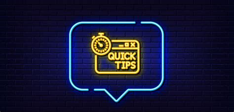 Quick Tips Line Icon Helpful Tricks Sign Neon Vector Image