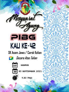 Buku Program Mesyuarat Agung Pibg Kali Ke Sk Asam Jawa Carok Kelian