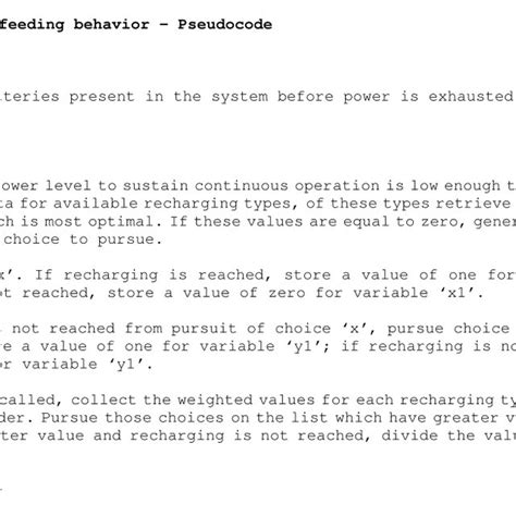 Activity Of Robotic Feeding Behavior Pseudocode Download Scientific Diagram