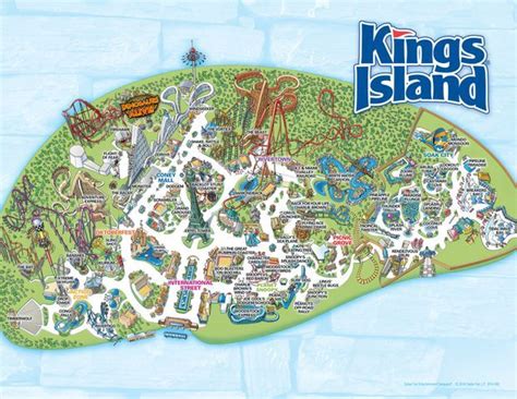 A Map Of Kings Island With The Theme Park In Blue And White On It S Side