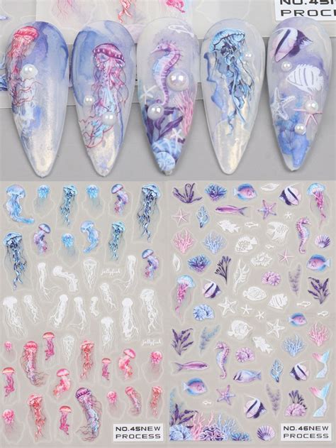 hojas Pegatina de arte de uña mar con patrón de animal in Nail patterns Nail art
