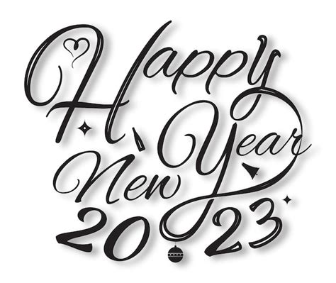 Feliz año nuevo 2023 fuente negra Vector Premium