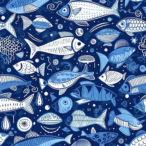 Padrão diferentes tipos de peixes Foto Premium