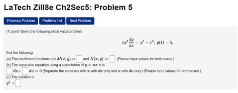 Solved 1 Point Given The Following Initial Value Prob