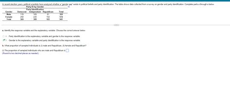 Solved A Identify The Response Variable And The Explanatory