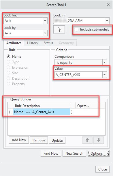 solved query rules to create interface to geometry based ptc