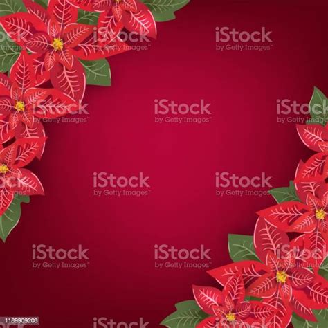 꽃 Poinsetia 꽃다발 장식과 텍스트 장소와 빨간색 배경 메리 크리스마스 인사말 카드 디자인 현대 겨울 시즌 엽서 브로셔