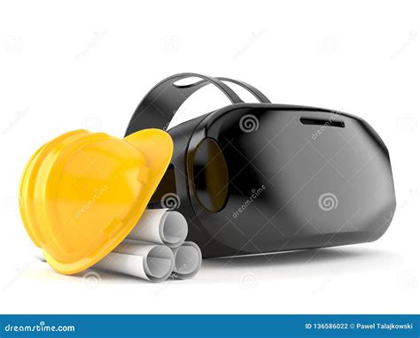 vr headset with blueprints stock illustration illustration of design