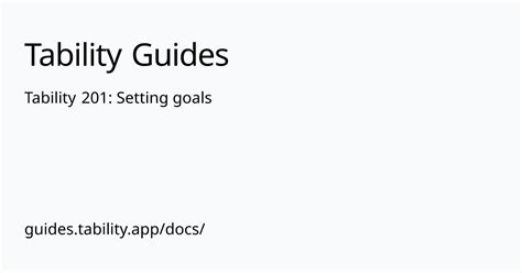 tability 201 setting goals tability guides