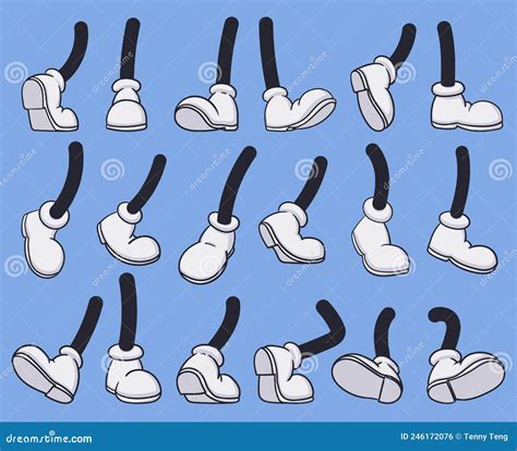 Comic Book Cartoon Foots Doodle Mascot Legs In Boots Cartoon Comic