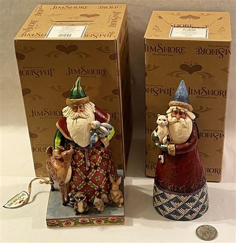 Lot Lot Of 2 Jim Shore Santa Claus Figures Woodland Christmas And