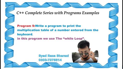 lecture 9 print multiplication table using while loop youtube